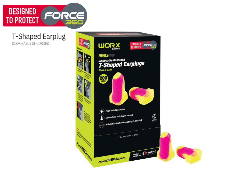 Force 360 T-Shaped Uncorded Disposable Earplugs – JR SERVICES QLD